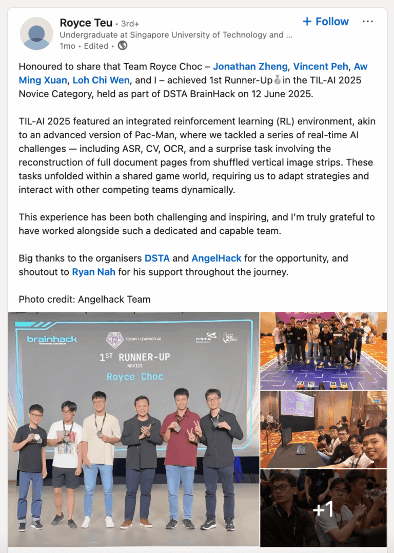 BrainHack by DSTA Singapore: Driving National Security Innovation with AI